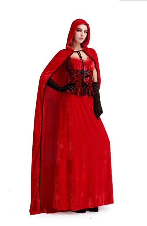 Red long cape for Christmas costume dress lace design high quality FCC00102
