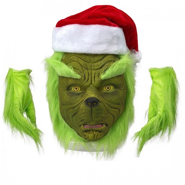 Christmas Santa Full Set Grinch Cosplay Costume With Mask