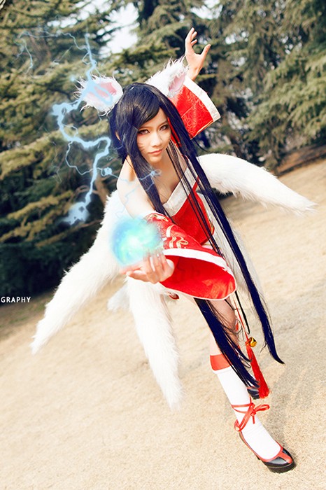 League of Legends Nine fox Ali Cosplay Costume Dress Brocade Embroidery ...