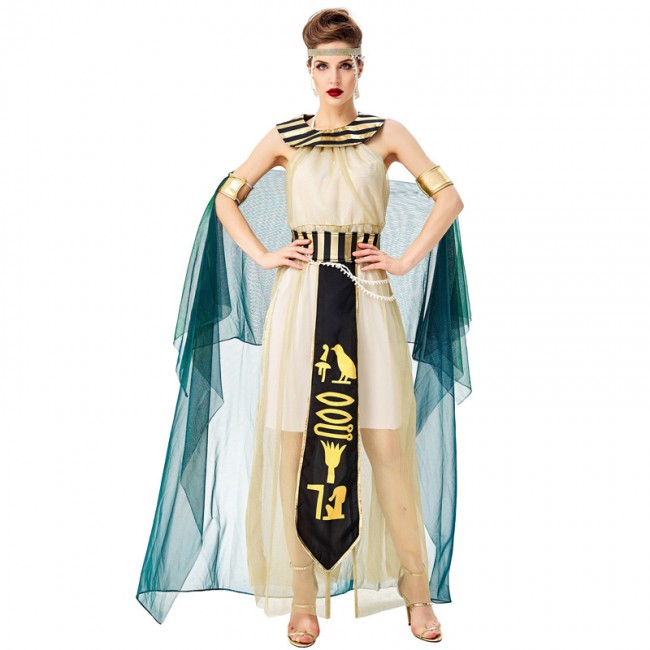Cleopatra Retro Gorgeous Lake Blue Dress Halloween Cosplay Costume