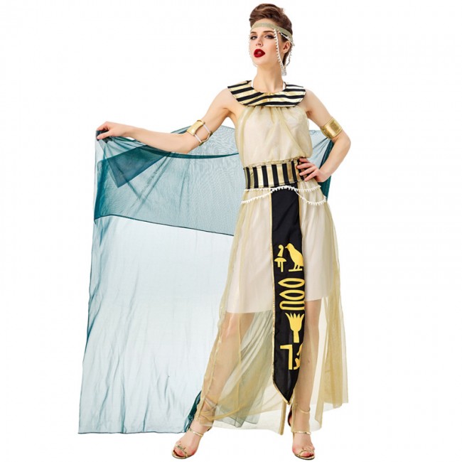 Cleopatra Retro Gorgeous Lake Blue Dress Halloween Cosplay Costume