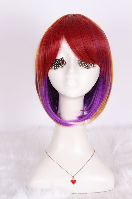 30cm Rainbow BOB Wig Multi-color Very Cool CW0054