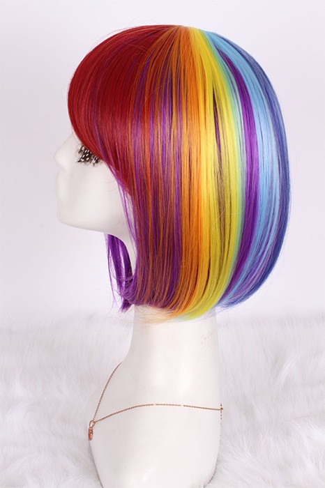 30cm Rainbow BOB Wig Multi-color Very Cool CW0054
