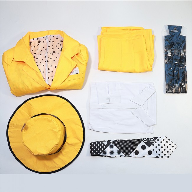 The Mask Stanley Ipkiss Yellow Halloween Cosplay Costume Full Set