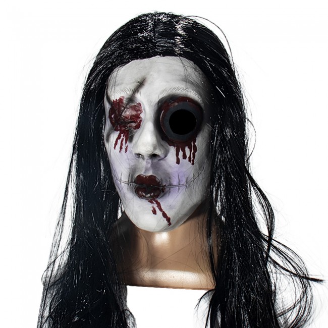 Horrible Weeping Devil Full Head Mask with Wigs Halloween Cosplay Prop