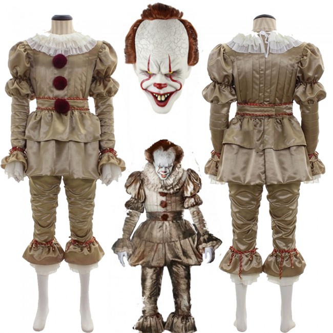 Pennywise Clown Golden Costume With Mask It Chapter 2 Halloween Cosplay ...