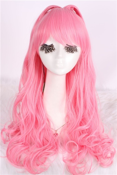 60cm Long Pink Cool Kitten Wave Cosplay Party Wig CW00283